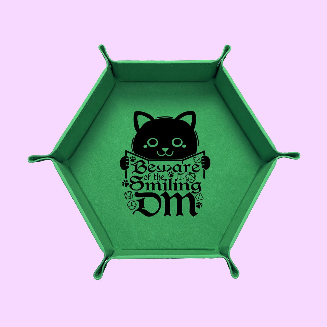 Beware the Smiling DM Dice Tray, DM Cat Dice Tray, Dungeons and Dragons ...
