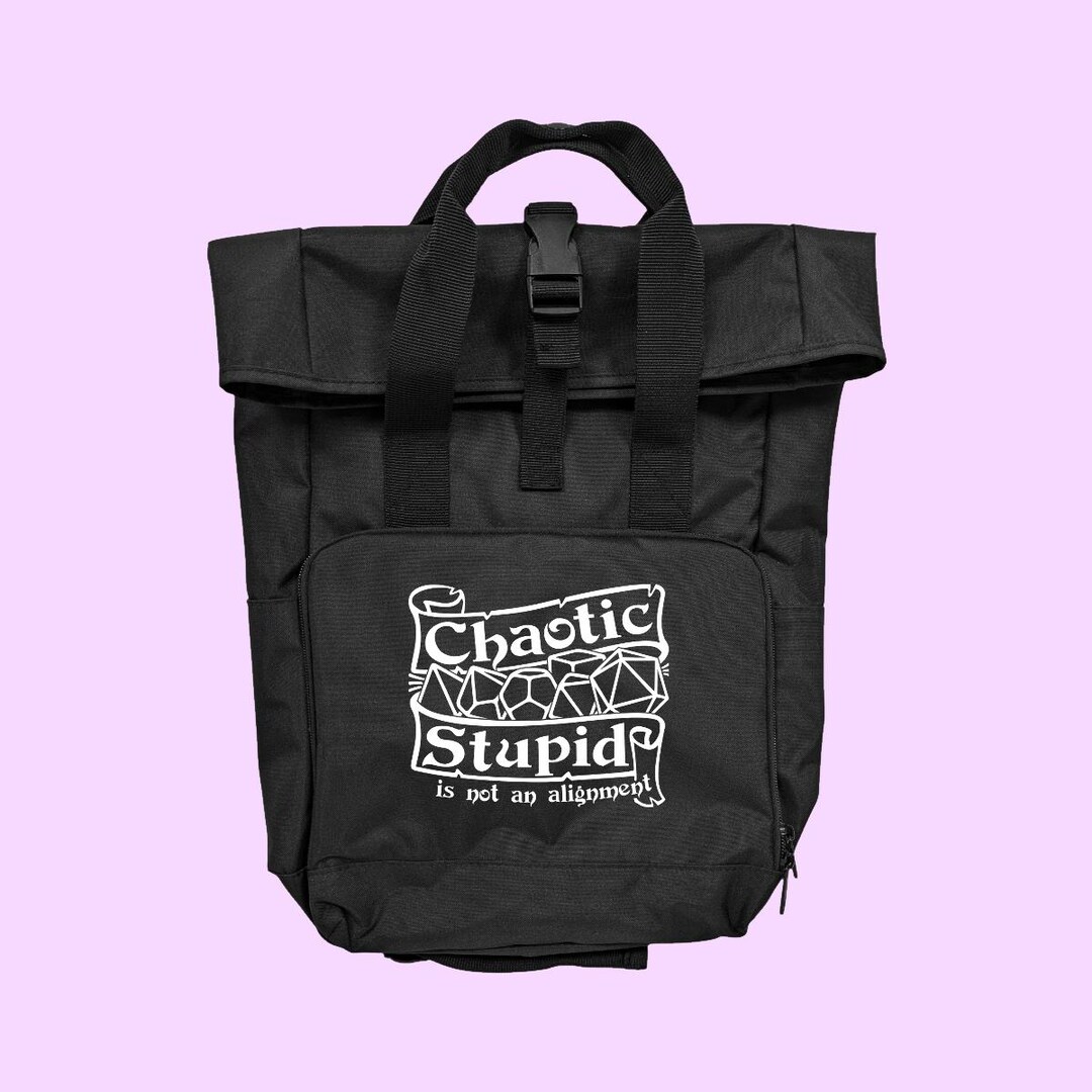 Chaotic Stupid DM Roll Top Backpack, DND Backpack, Dungeons and Dragons ...