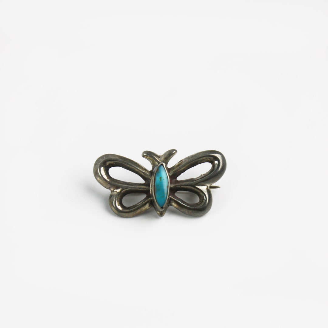 Vintage Signed FJ Felix Joe Turquoise Sterling Silver Butterfly Navajo ...
