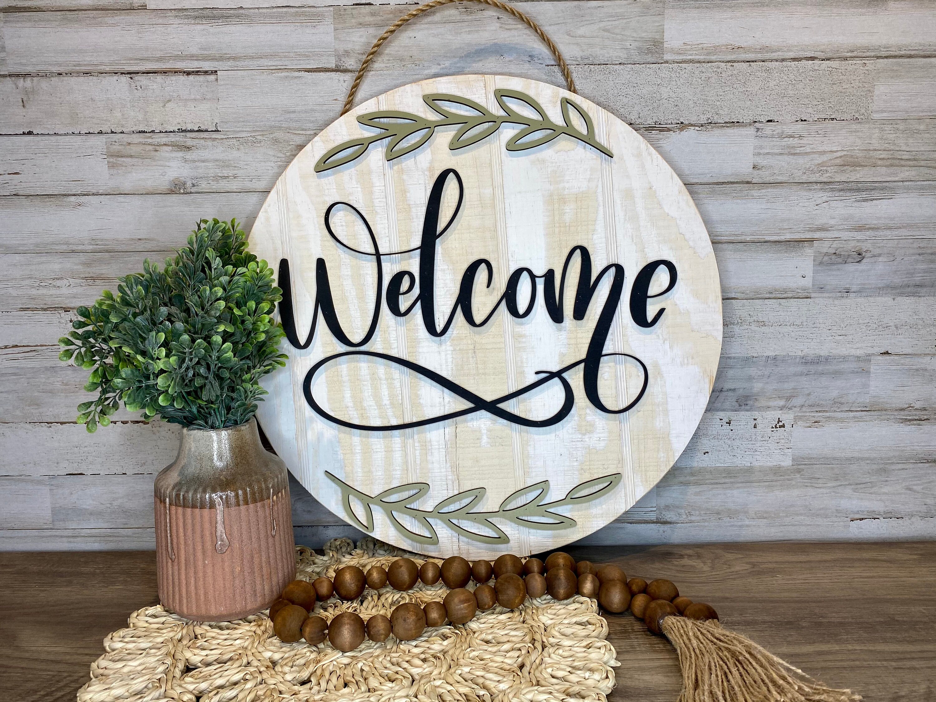 Welcome Sign Farmhouse Style Rustic Home Decorwood Laser | Etsy