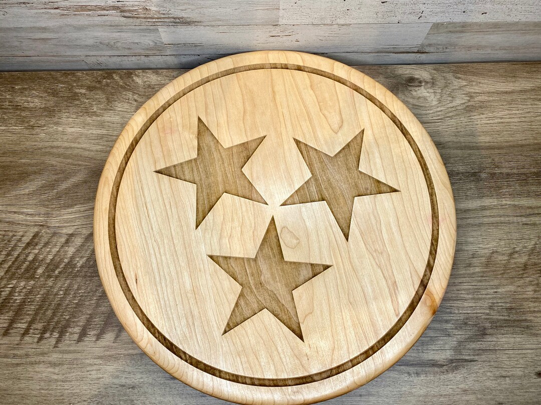 Handmade Maple Lazy Susan: Laser Engraved Tennessee Tri-star - Etsy