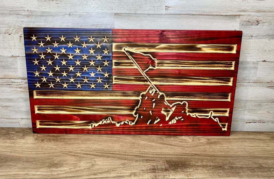 Wooden American Flag Wall Art: Iwo Jima Oak Wood Flag - Etsy