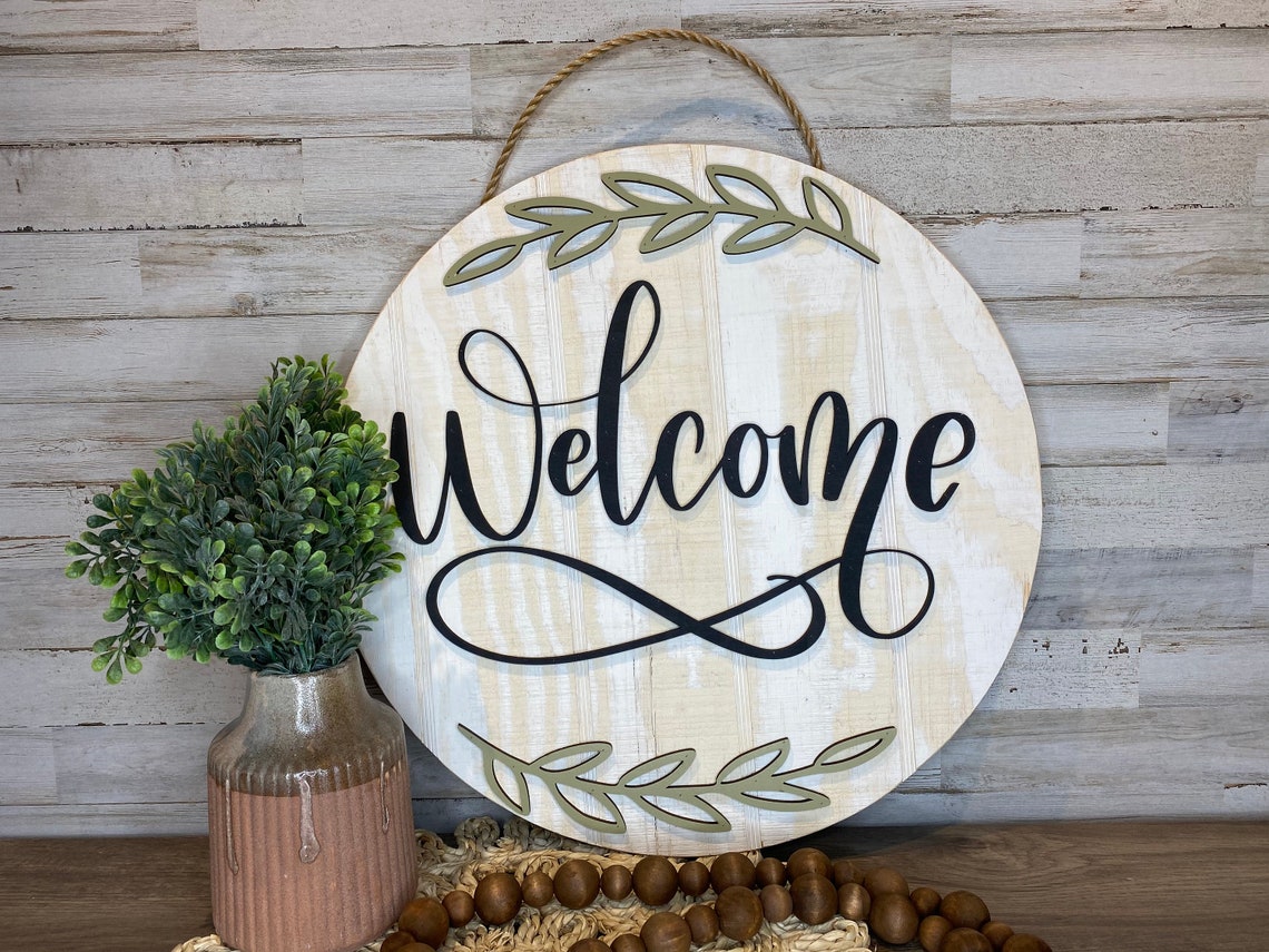 Welcome Sign Farmhouse Style Rustic Home Decorwood Laser - Etsy