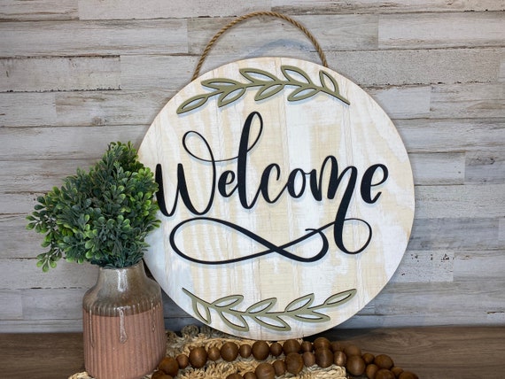 Welcome Sign Farmhouse Style Rustic Home Decorwood Laser | Etsy