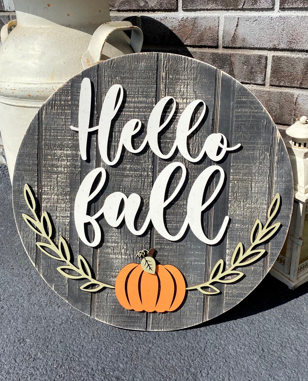 Hello Fall Sign, Farmhouse Style , Rustic Home Decor,wood Lasered Door ...