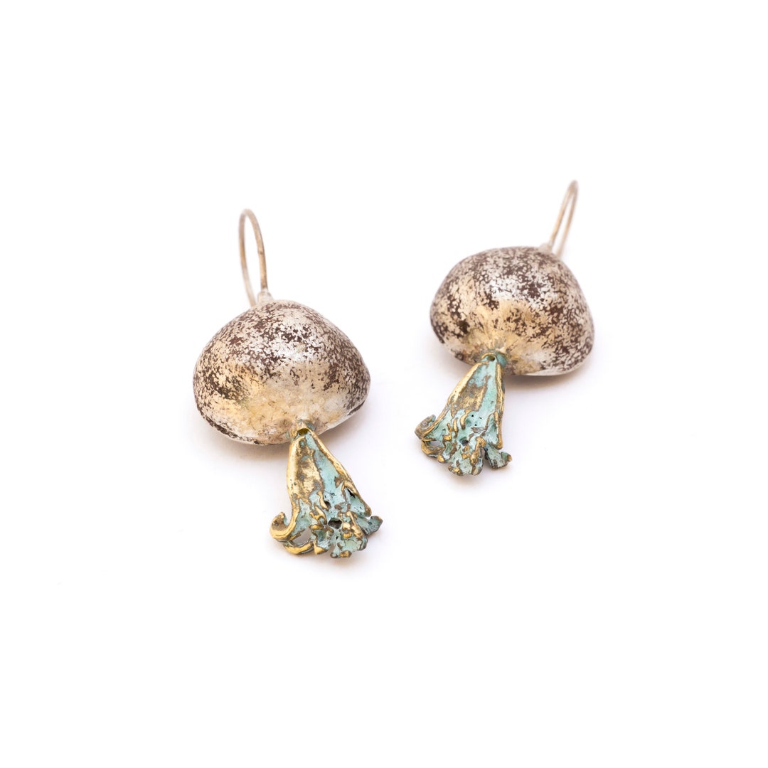 Dwarf Pomegranate Earrings, Sterling Silver & Bronze Earrings ...