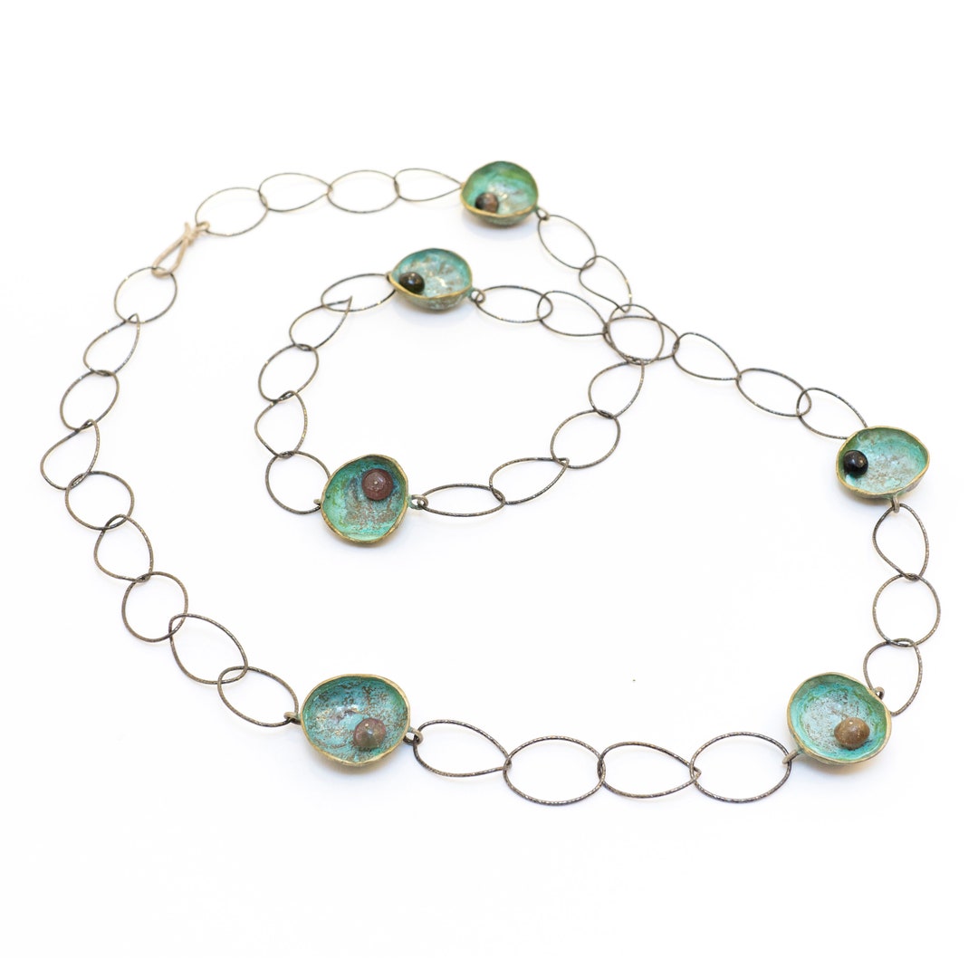 Dwarf Pomegranates Necklace, Sterling Silver & Bronze Necklace ...