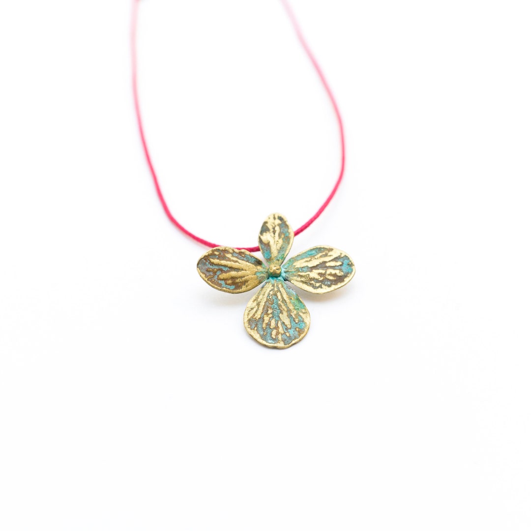 Hortensia Small Flower Pendant, Bronze Pendant, Handcrafted Jewelry ...