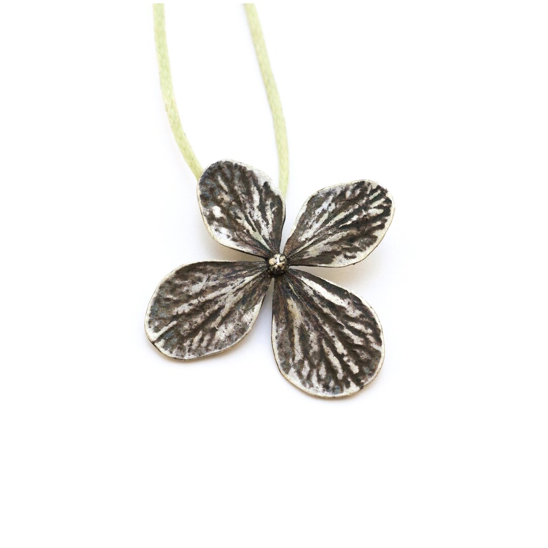 Hortensia Flower Pendant, Sterling Silver Pendant, Handcrafted Jewelry ...