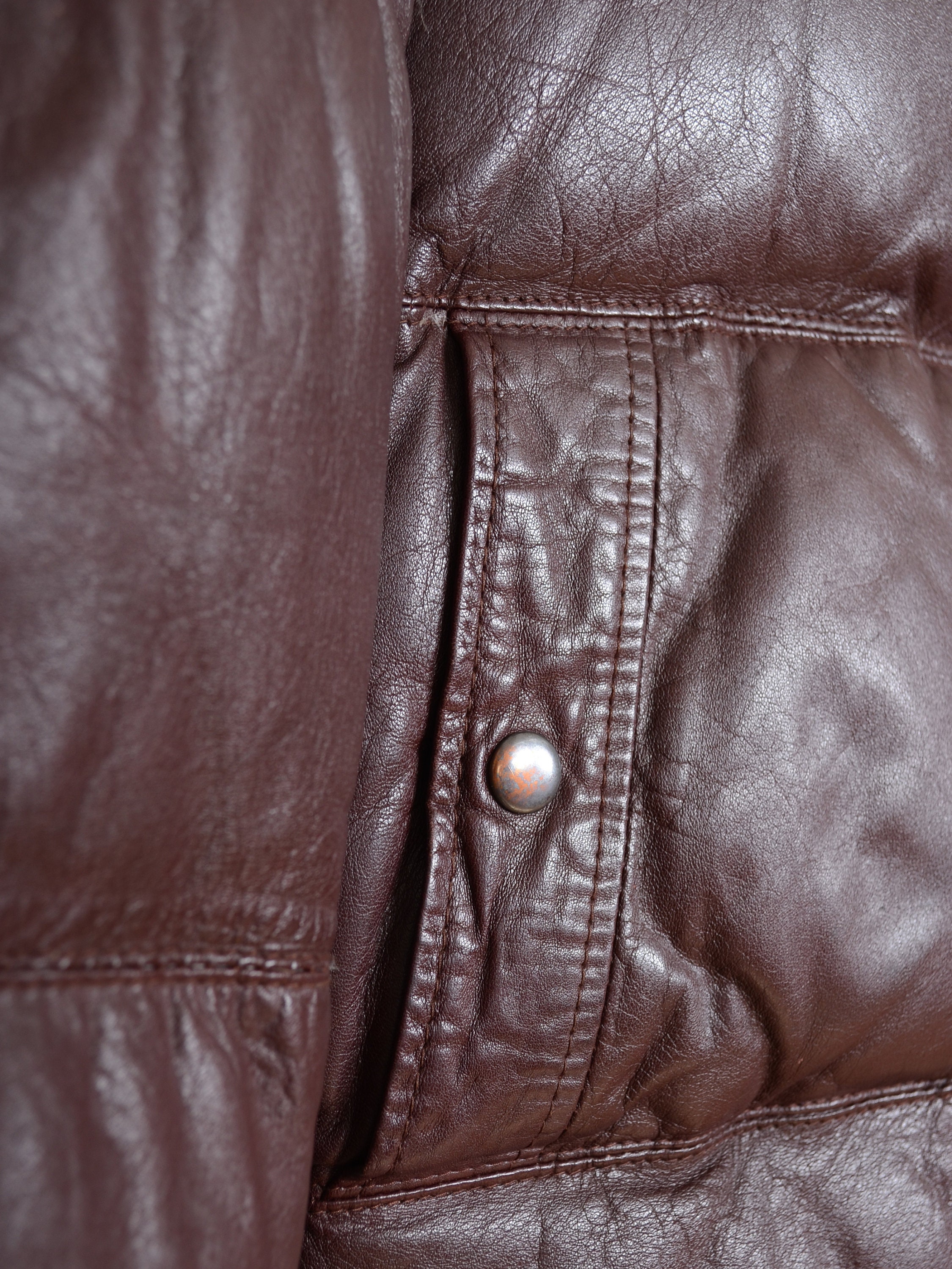 Vintage 80s Brown Leather Puffer Jacket by Skitique Vintage 80s Brown Leather Puffer Jacket by Skitique