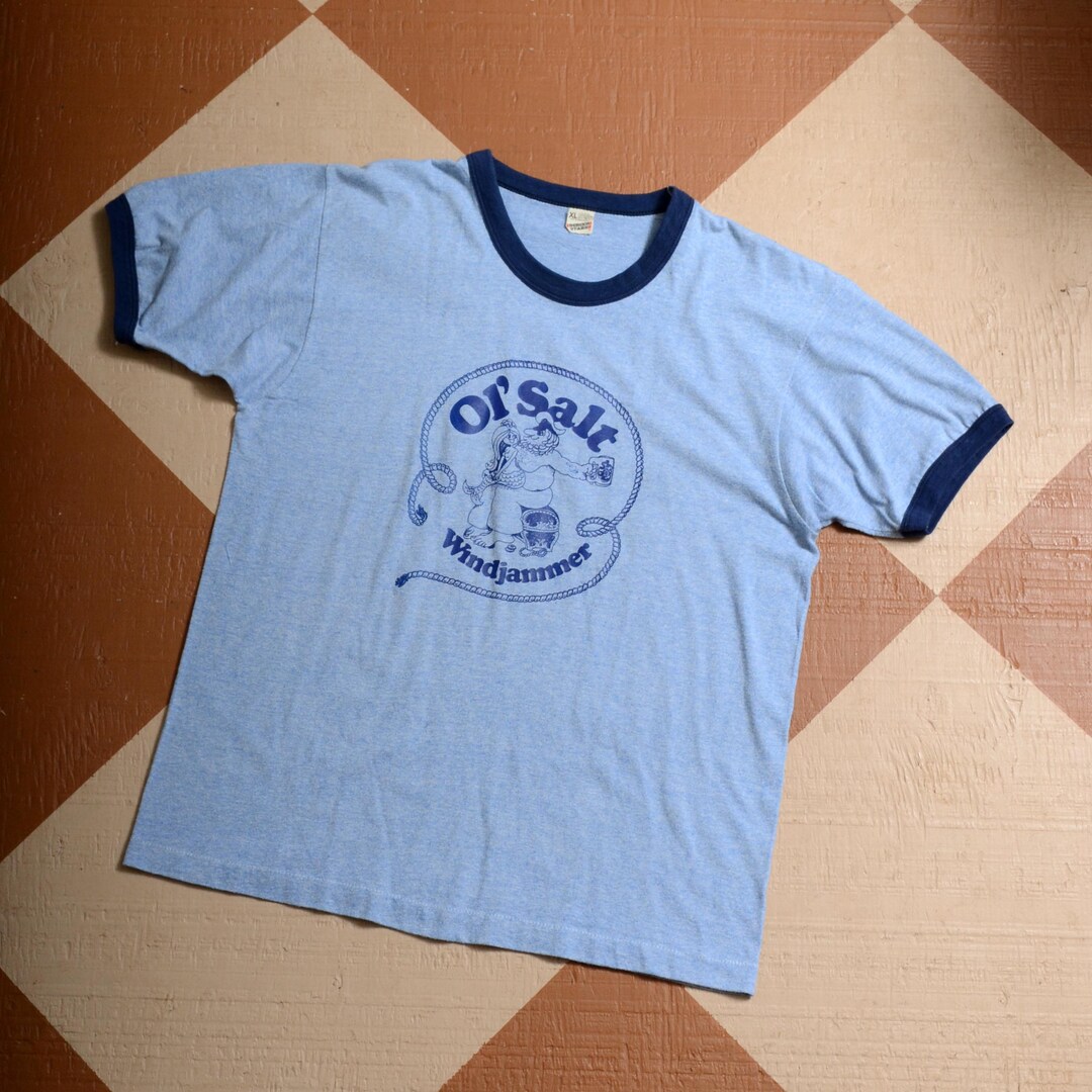Vintage 80s Blue Ringer Tee / Ol' Salt Windjammer / Cruise Ship ...