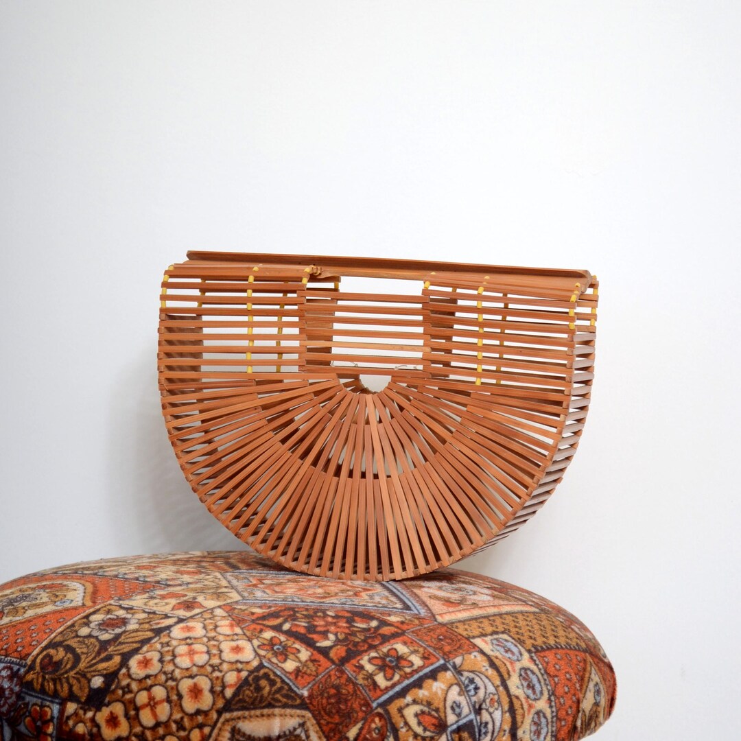 Vintage 70s Half Moon Bamboo Handbag / Bold Iconic Statement Purse - Etsy