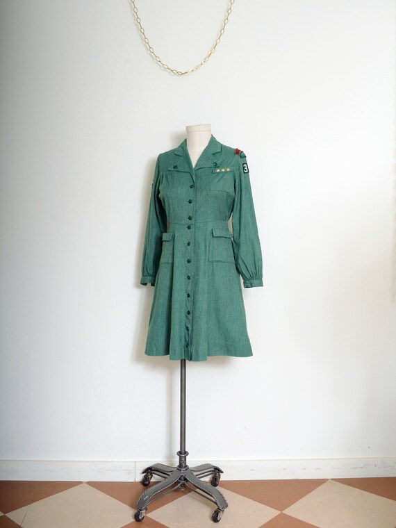 vintage 1940s Girl Scout uniform cotton dress / tailo… - Gem
