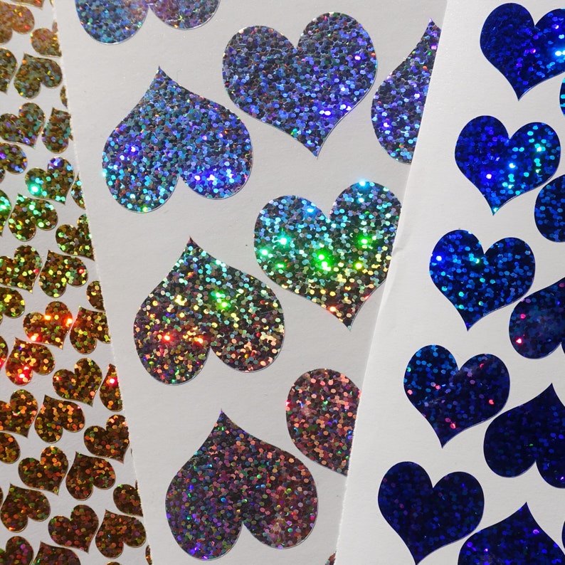 16 Holographic Heart Stickers Vinyl Hologram Vinyl Decor Holographic ...