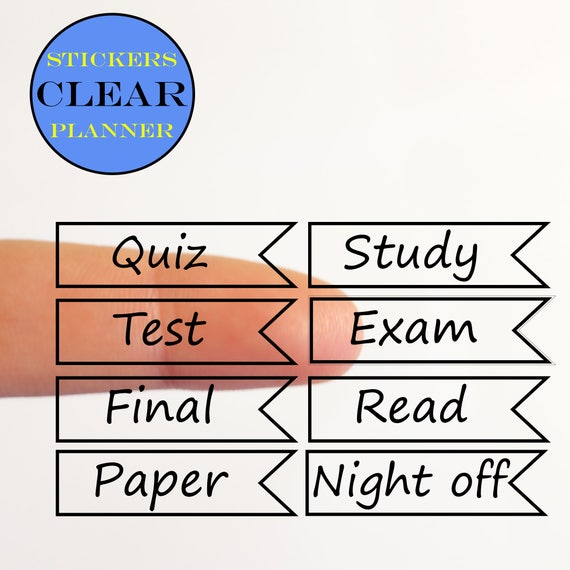 CLEAR Text Stickers Study Planner Word Stickers Exam Read - Etsy