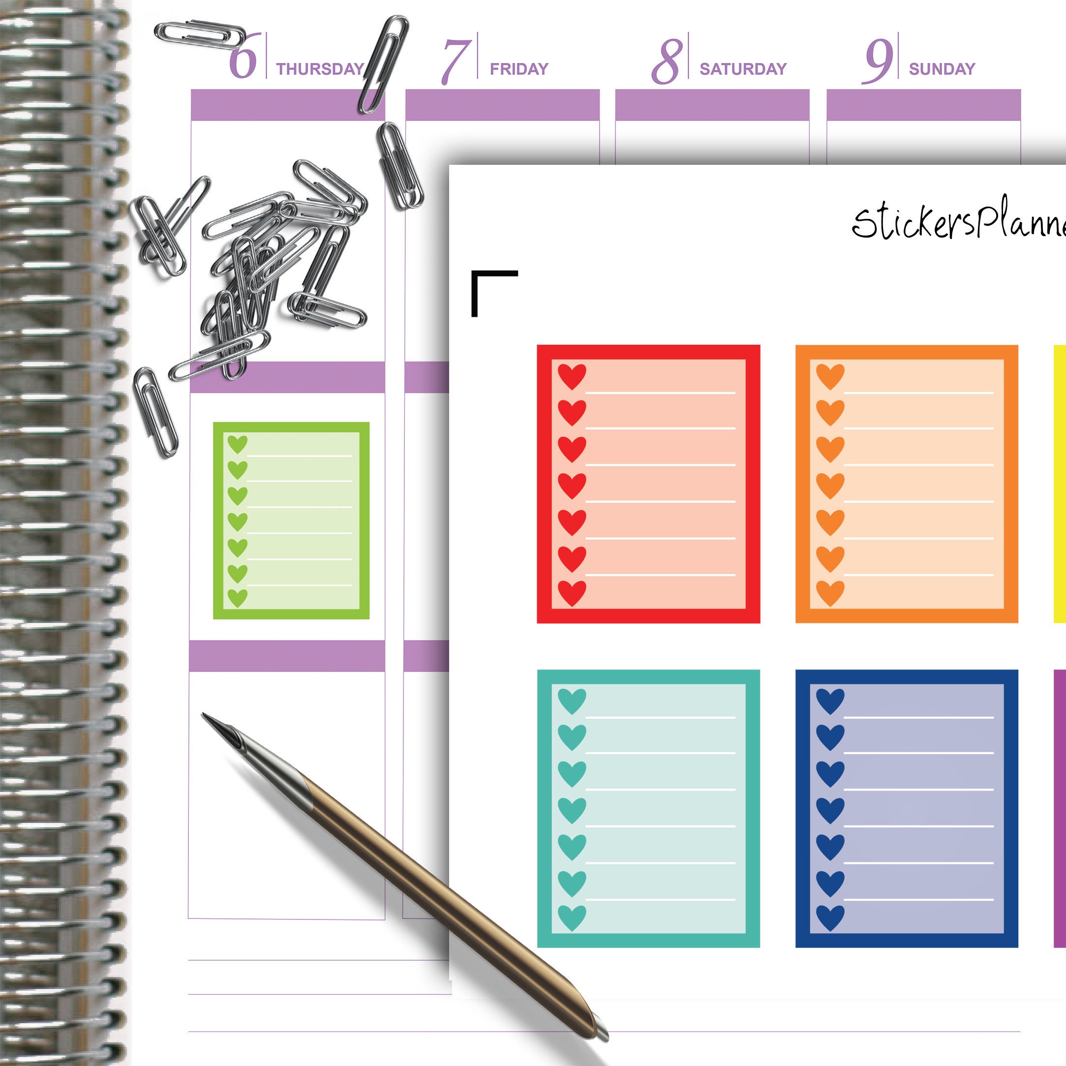 Vertical Full Box Stickers Full Box Planner Stickers Rainbow - Etsy