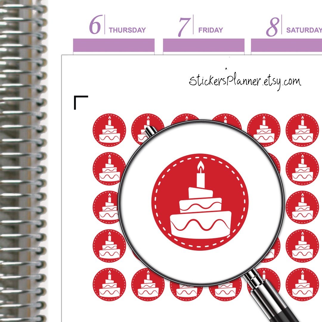 Happy Birthday Stickers Planner Cake Holiday Planner Erin Condren ...