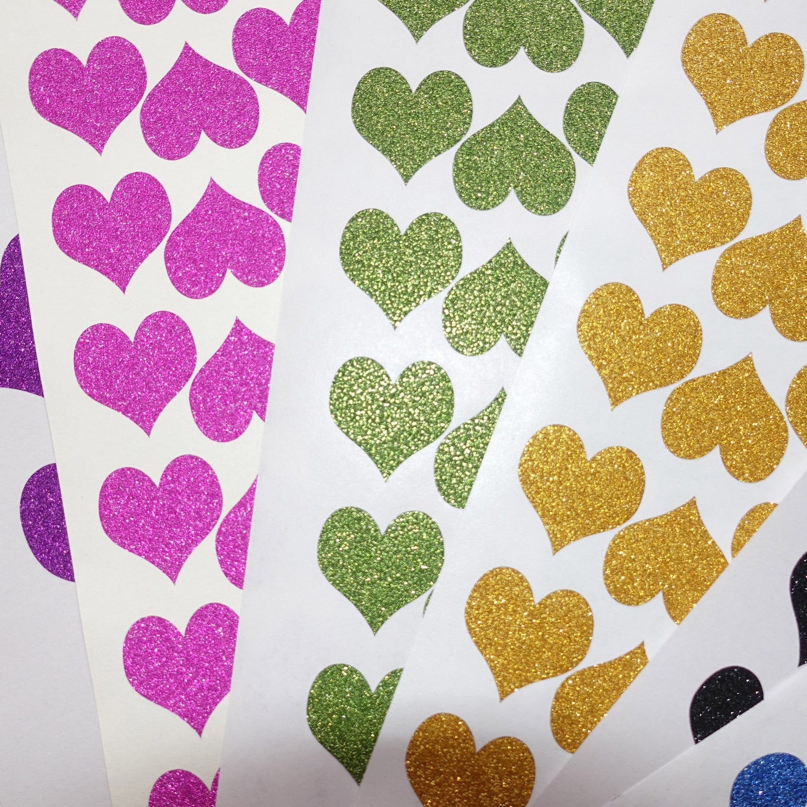 20 Gold GLITTER Heart Stickers Glitter Vinyl Birthday Decor Heart Wall ...