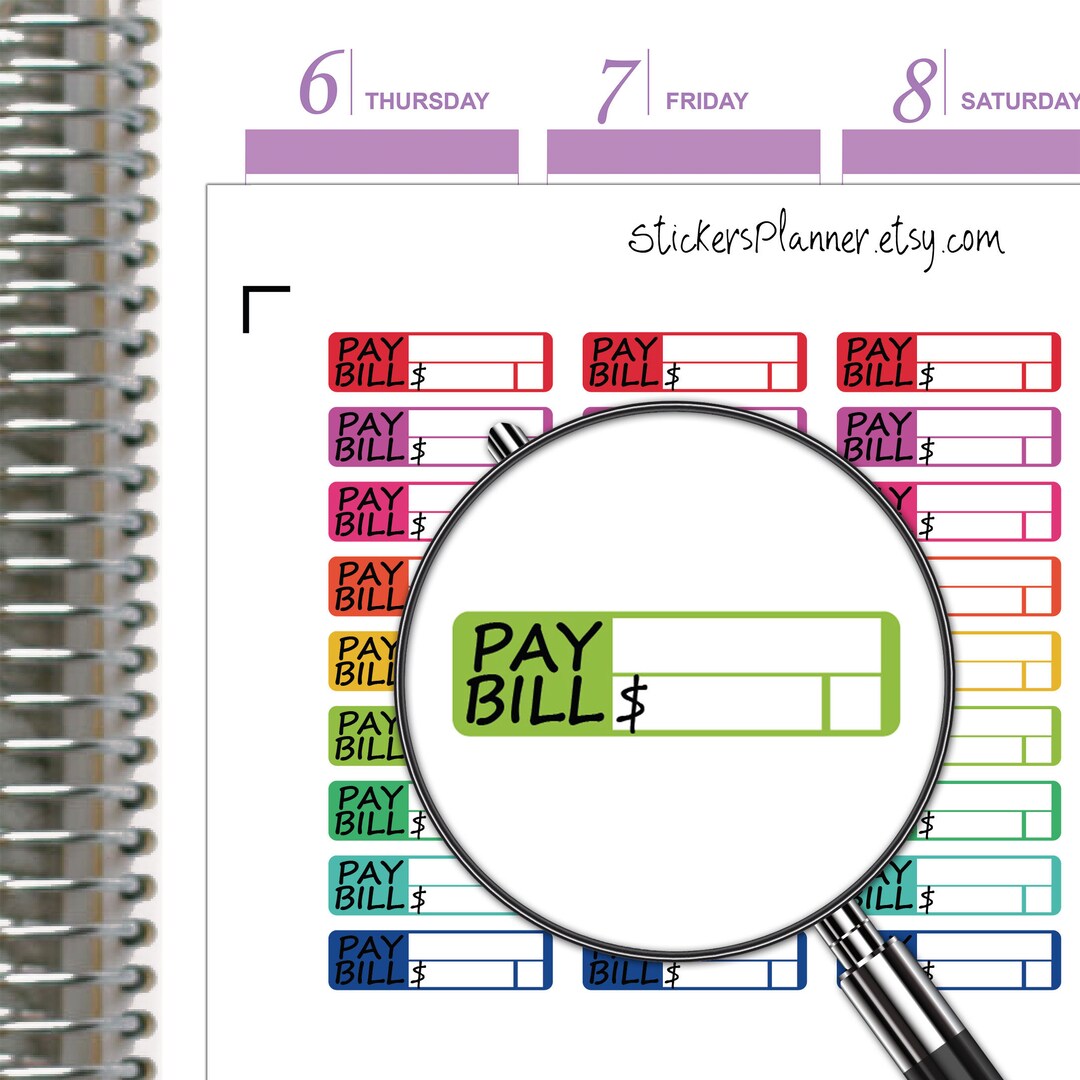 Rainbow Pay Bill Stickers Planner Happy Planner Functional Erin Condren ...