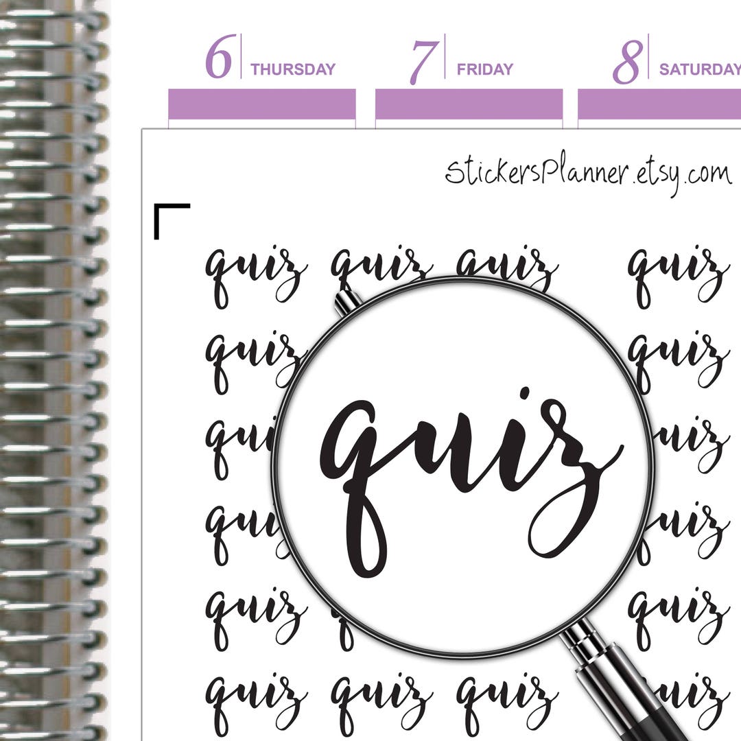 Quiz Stickers Planner Functional Text Labels Day Designer Stickers Erin ...