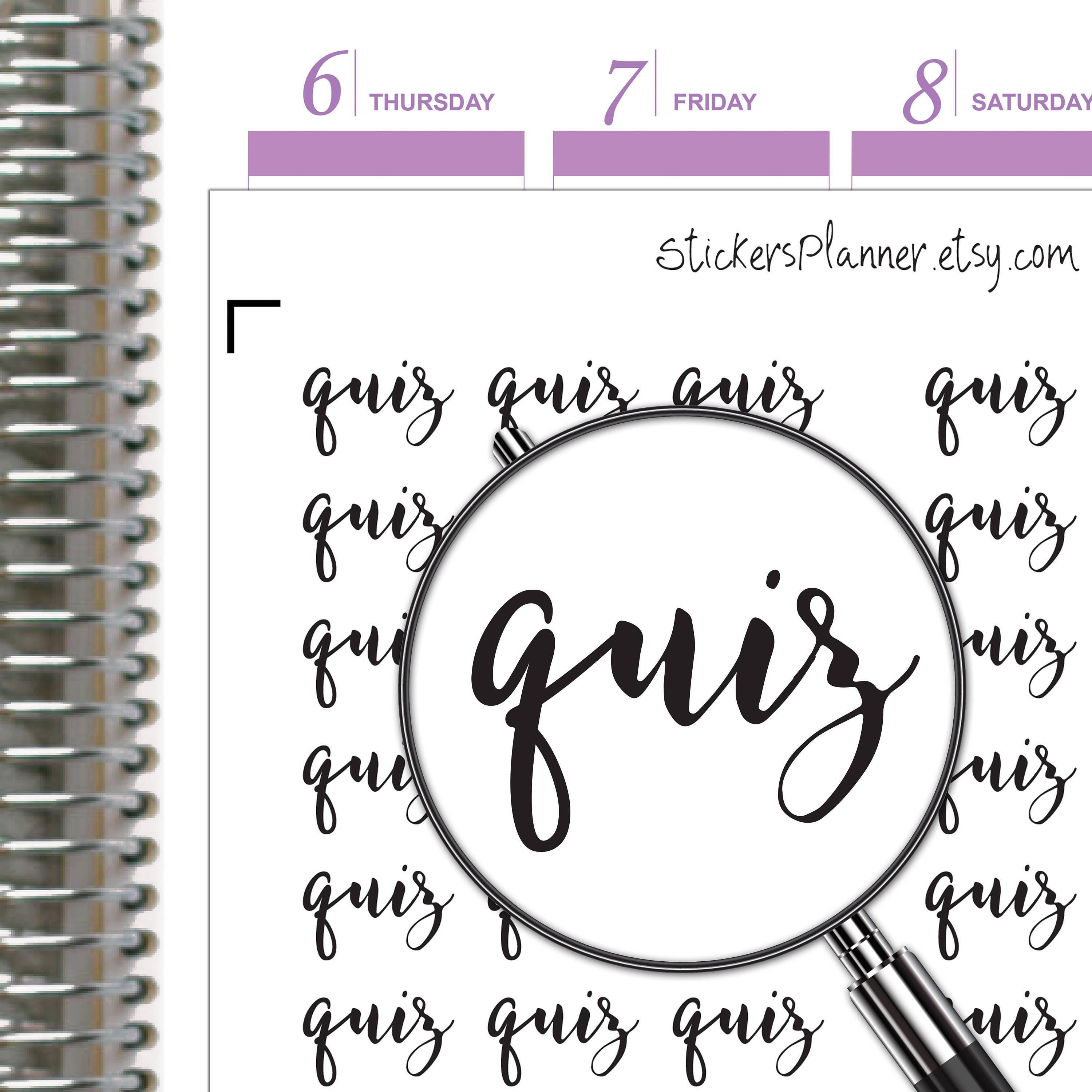 Quiz Stickers Planner Functional Text Labels Day Designer Stickers Erin ...