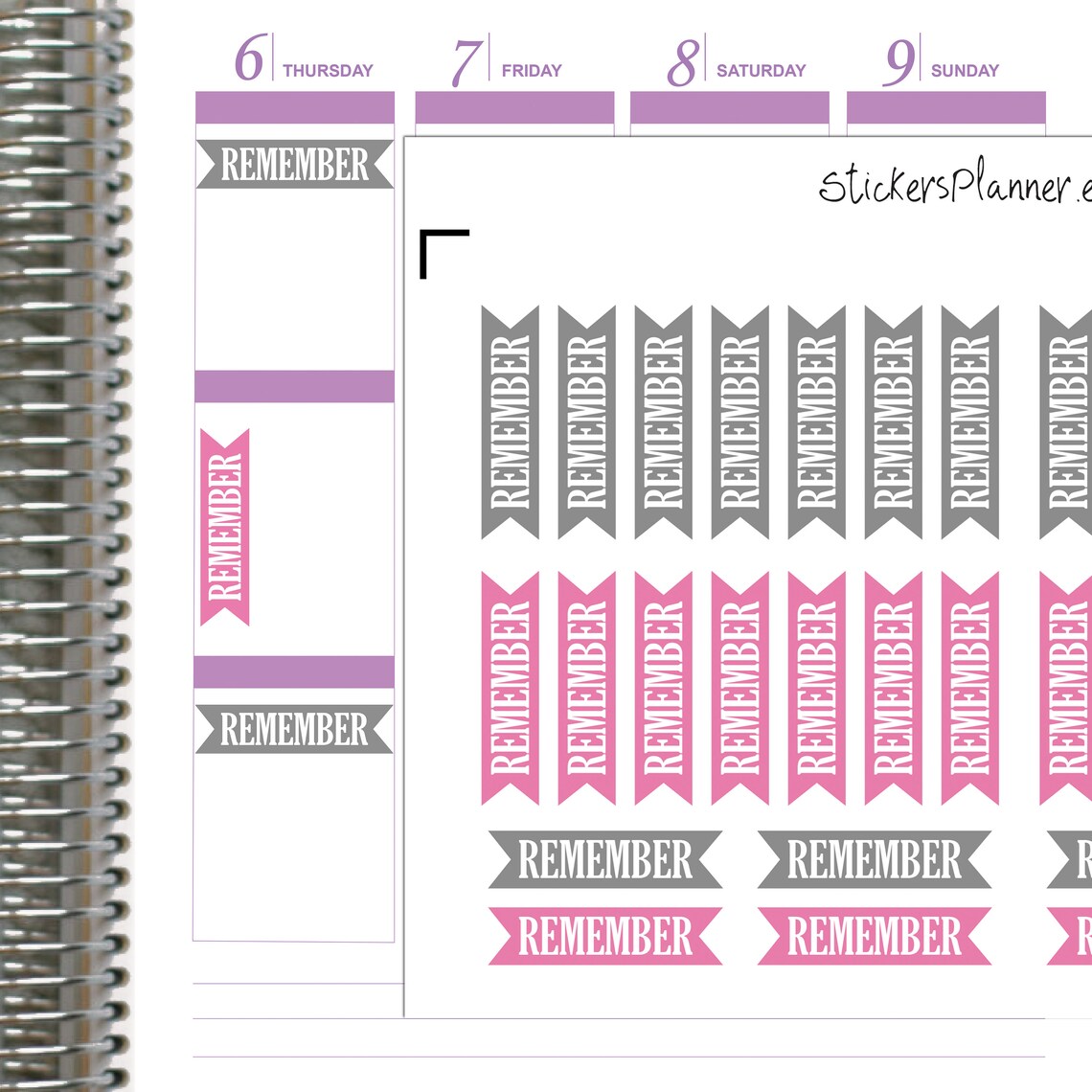 Remember Stickers Planner Functional Header Stickers Erin Condren Happy ...