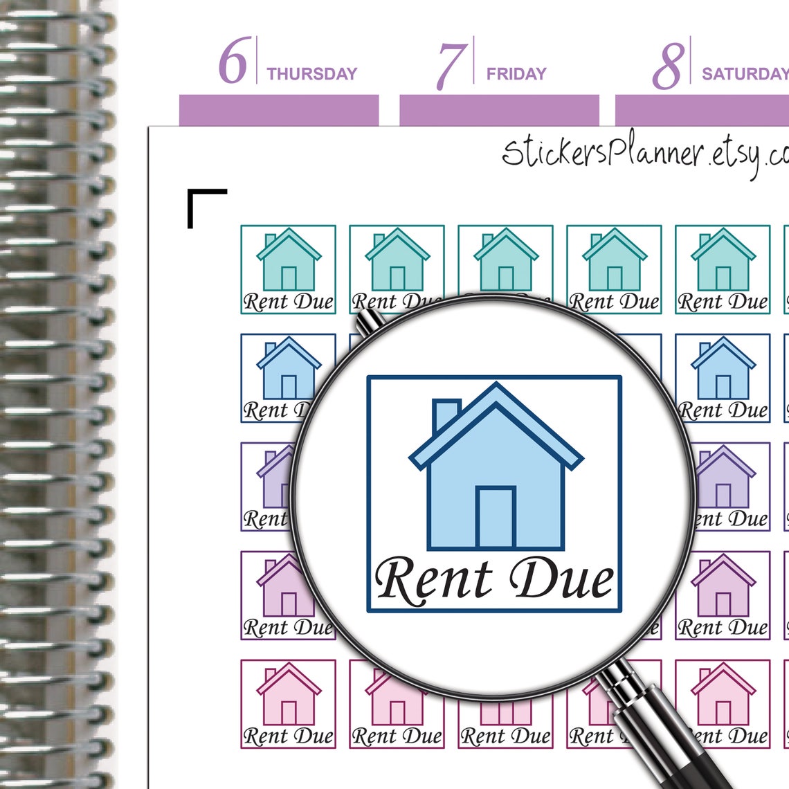 Rent Due Stickers Planner Erin Condren Happy Planner House Stickers ...