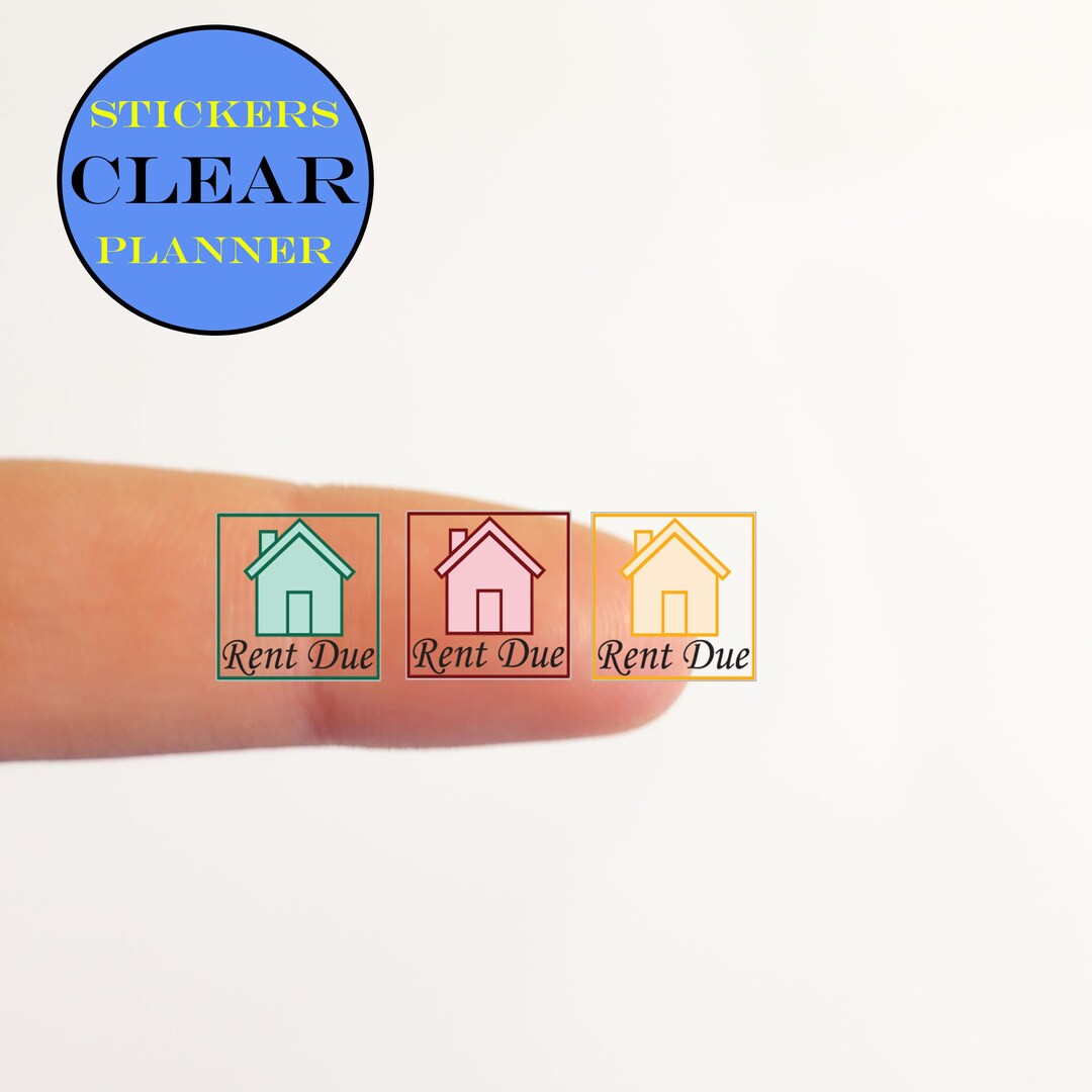 CLEAR Rent Due Stickers Planner TRANSPARENT Erin Condren Planner House ...