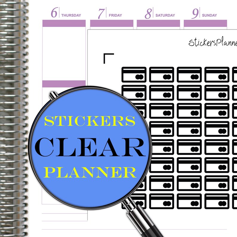 CLEAR Credit Card Icon Stickers Planner Bill Stickers Transparent Erin ...