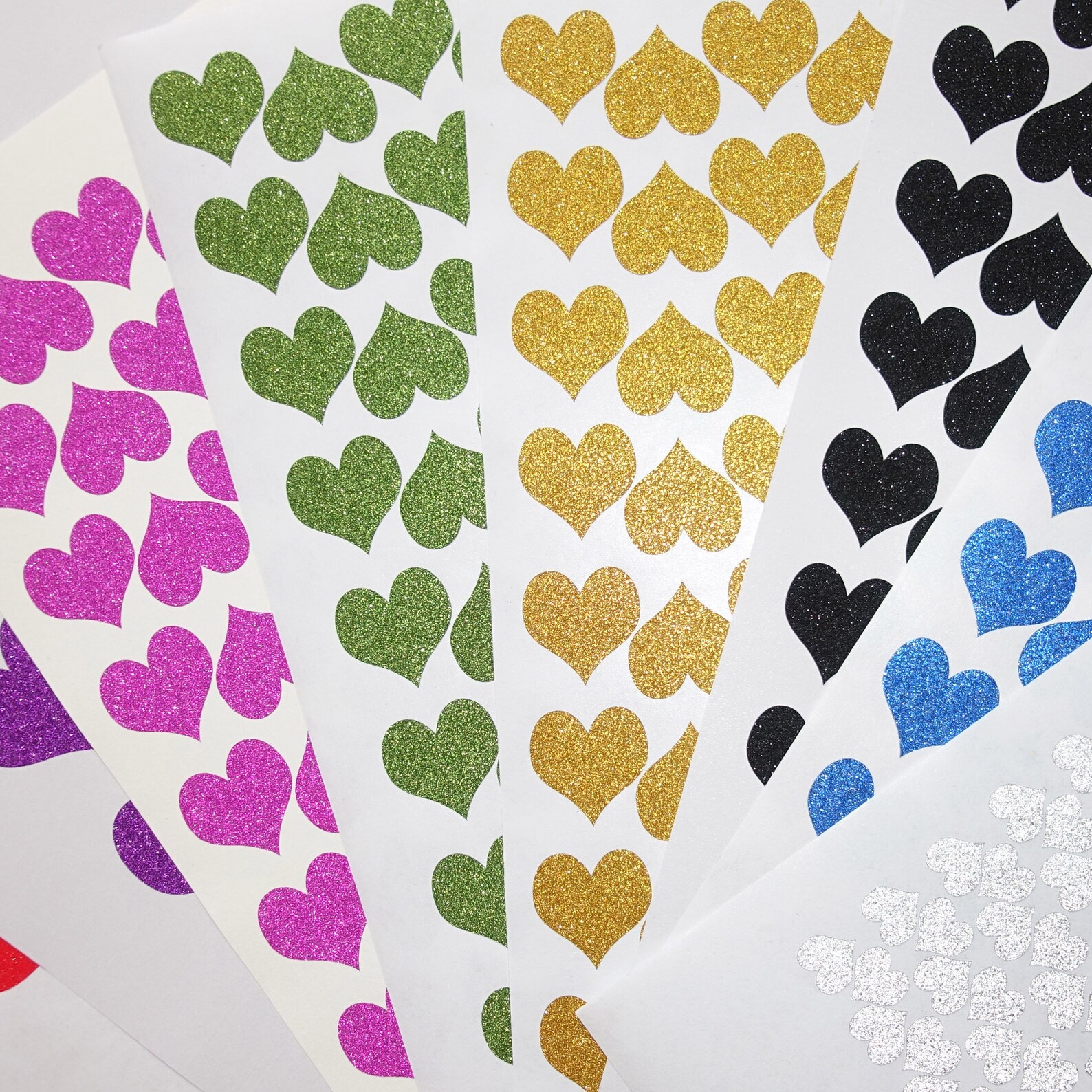 20 Gold GLITTER Heart Stickers Glitter Vinyl Birthday Decor Heart Wall ...