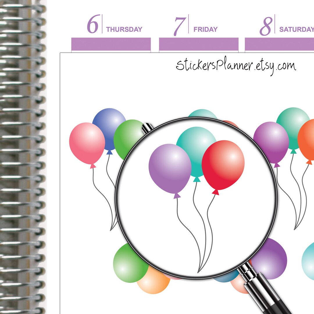 Balloon Stickers Birthday Planner Erin Condren Happy Planner Rainbow ...