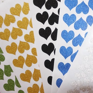 20 Gold GLITTER Heart Stickers Glitter Vinyl Birthday Decor Heart Wall ...