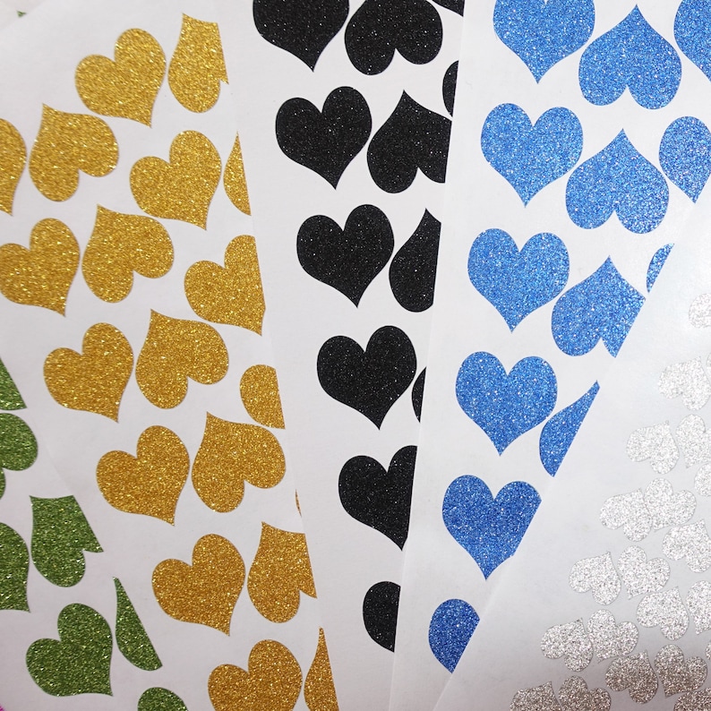 20 Gold GLITTER Heart Stickers Glitter Vinyl Birthday Decor Heart Wall ...