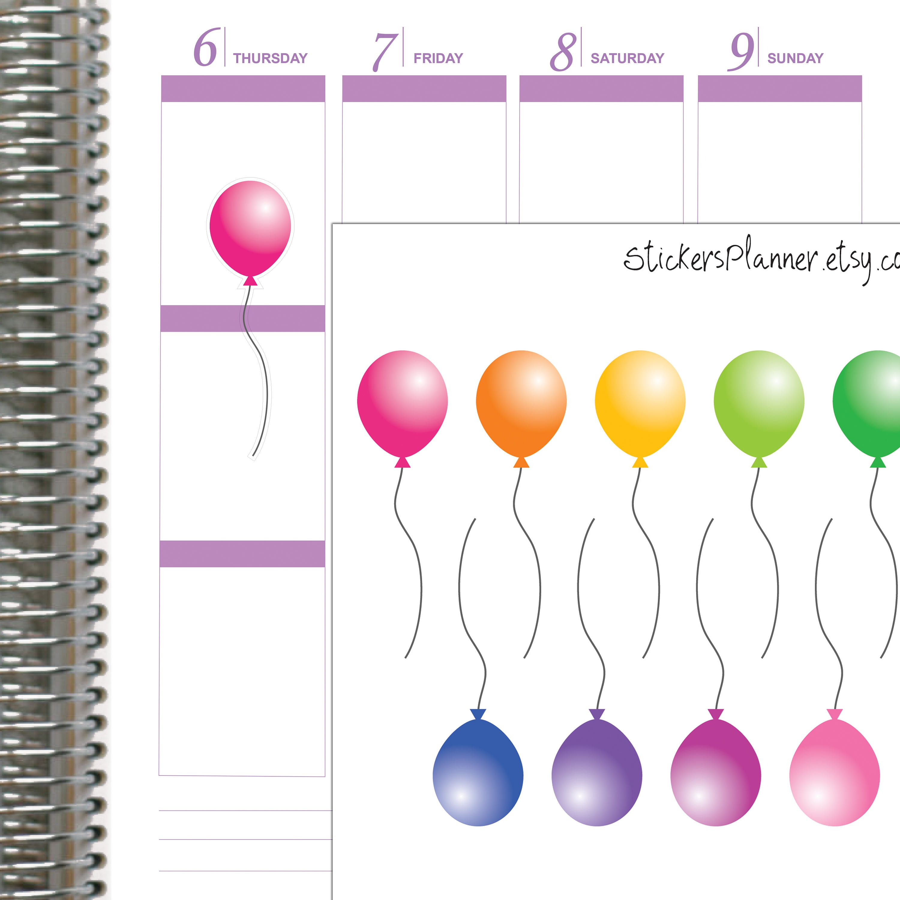 Balloon Stickers Birthday Planner Celebration Holiday Erin Condren ...