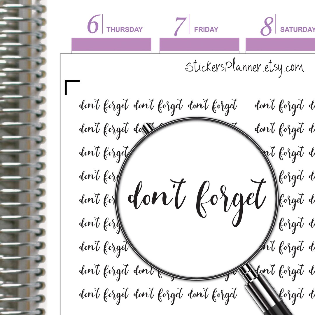Don't Forget Stickers Planner Functional Text Word Stickers Erin ...
