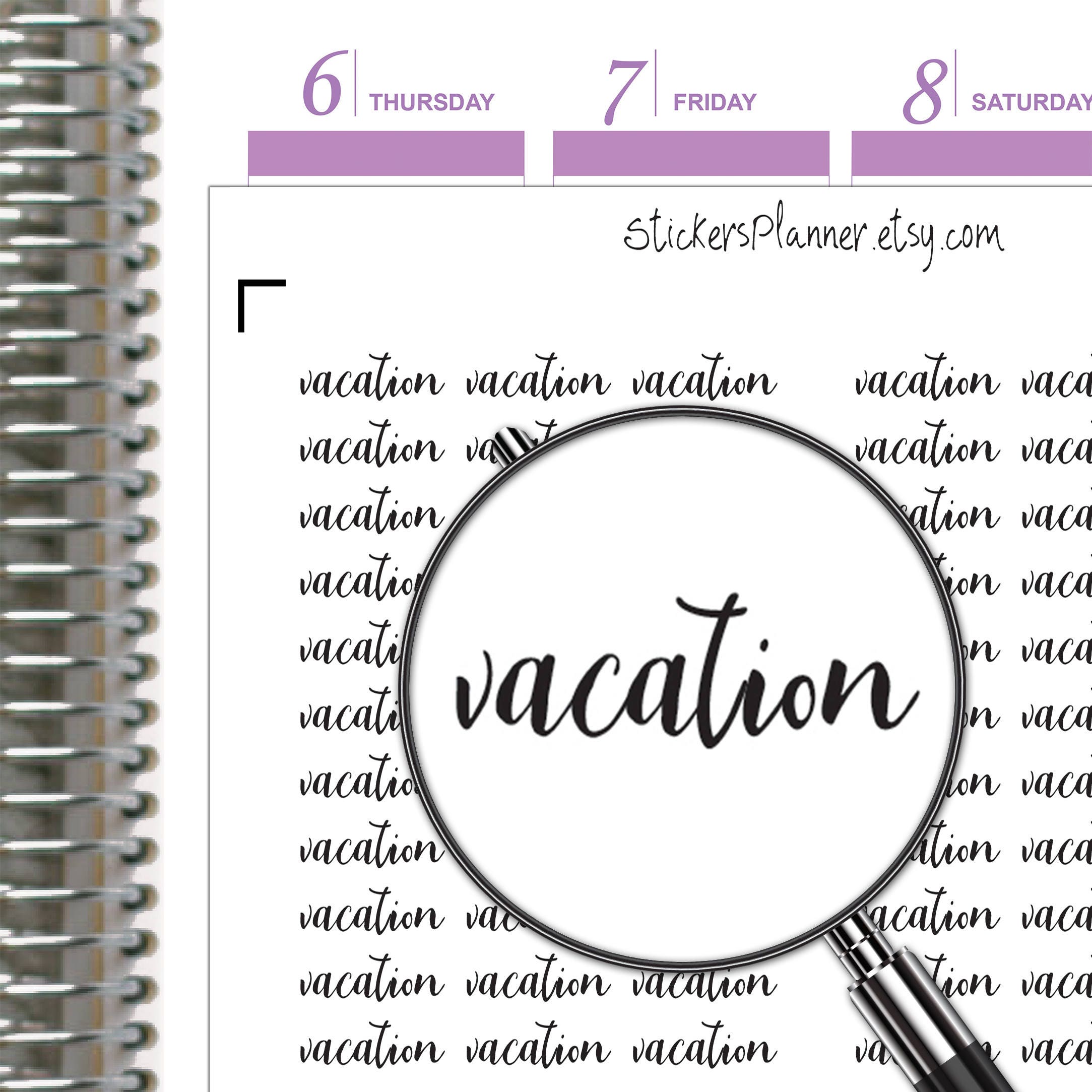 Vacation Stickers Planner Functional Text Script Word Stickers Erin ...