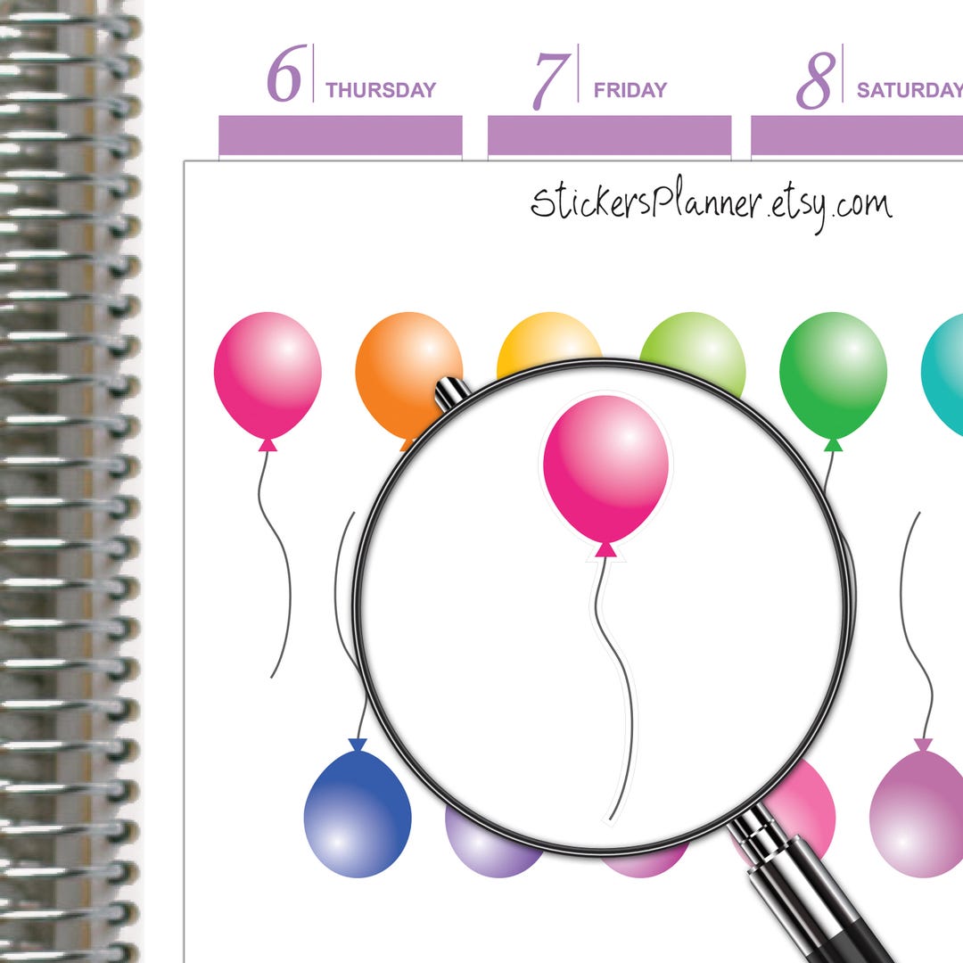 Balloon Stickers Birthday Planner Celebration Holiday Erin Condren ...