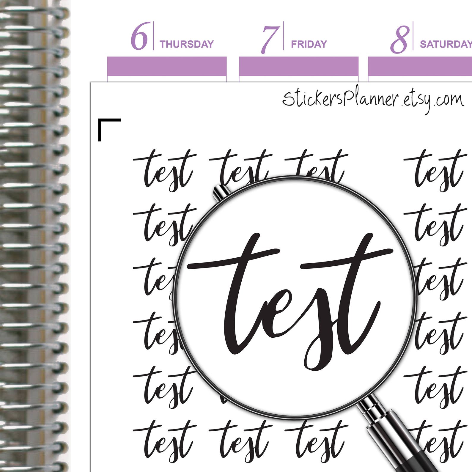 Test Stickers Planner Functional Text Day Designer Erin Condren Sticker ...