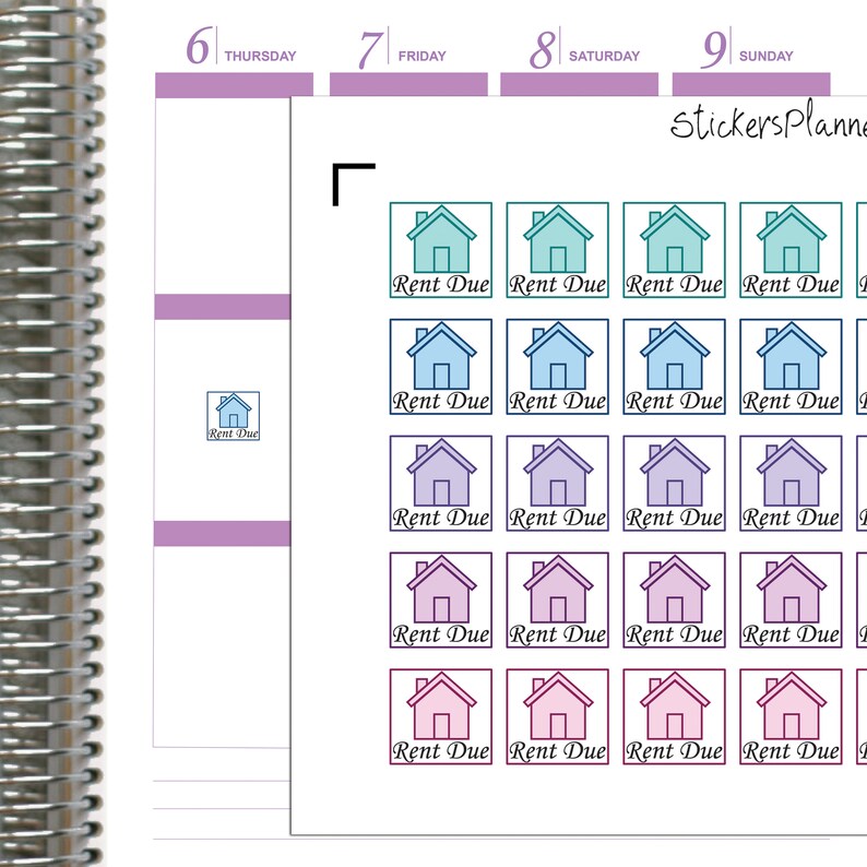 Rent Due Stickers Planner Erin Condren Happy Planner House Stickers ...