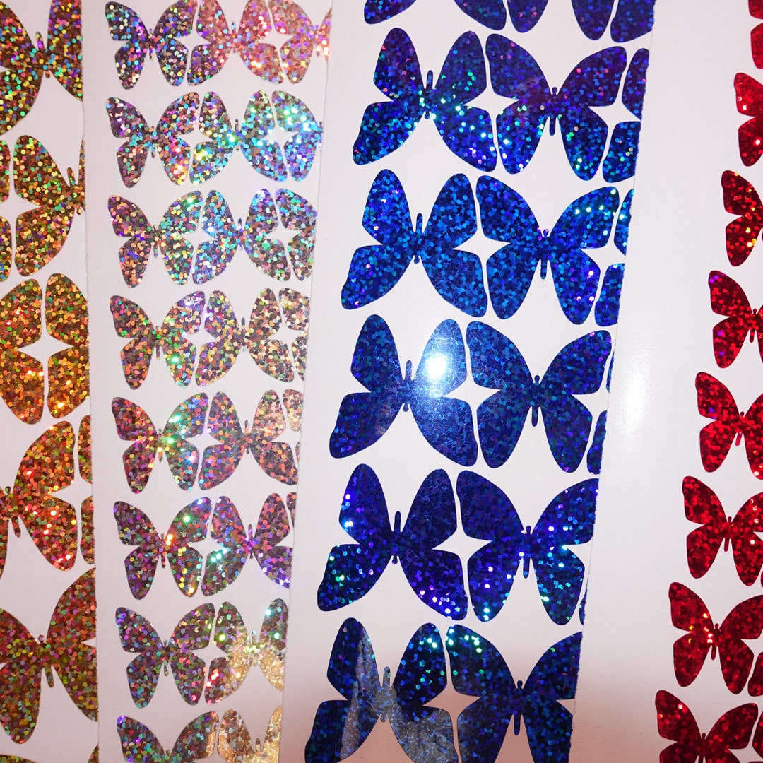 16 Gold Holographic Butterfly Stickers Vinyl Hologram Wall Decor ...