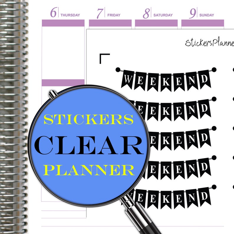 CLEAR Weekend Stickers Planner Labels CLEAR Weekend Planner - Etsy