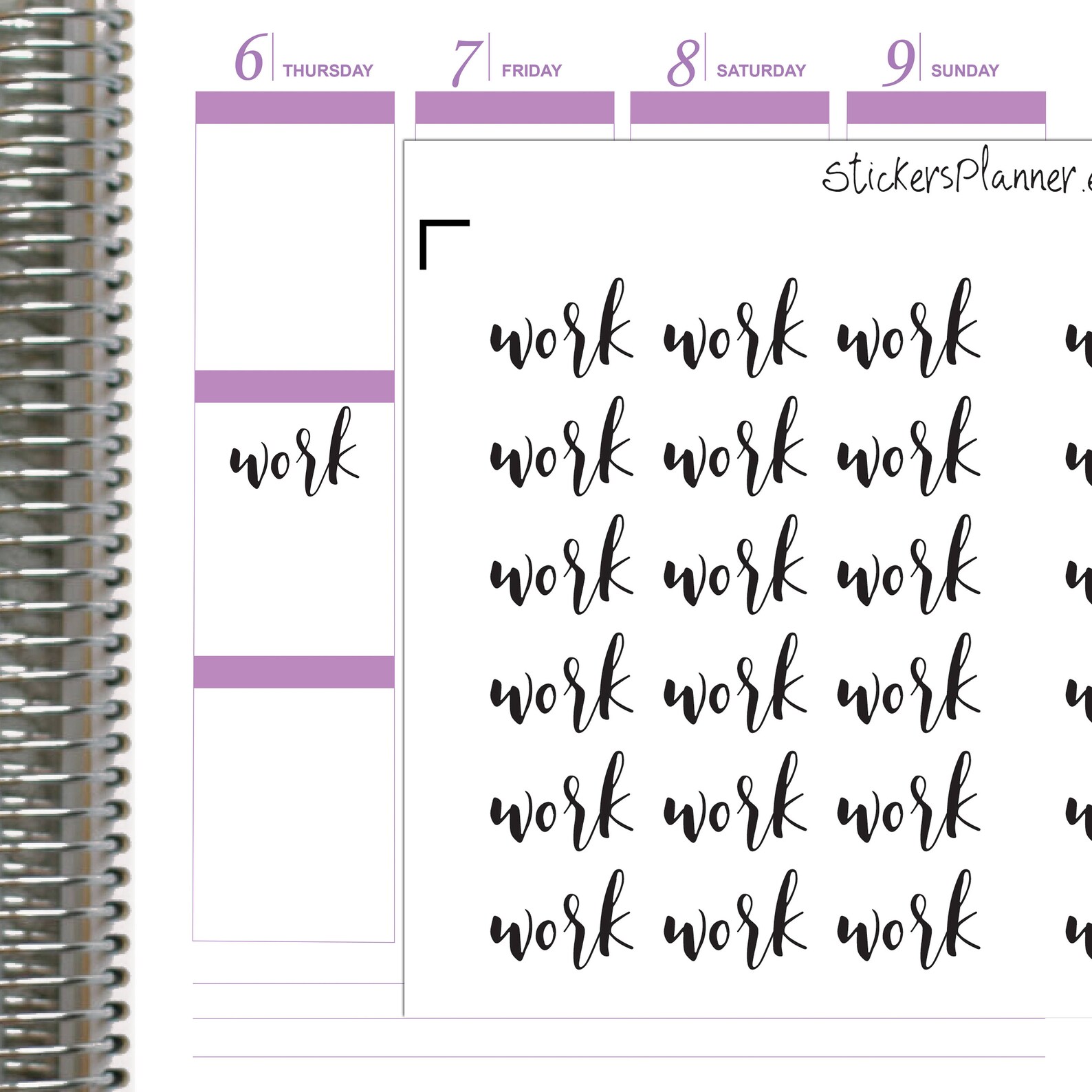 Work Stickers Planner Functional Text Day Designer Stickers Erin ...