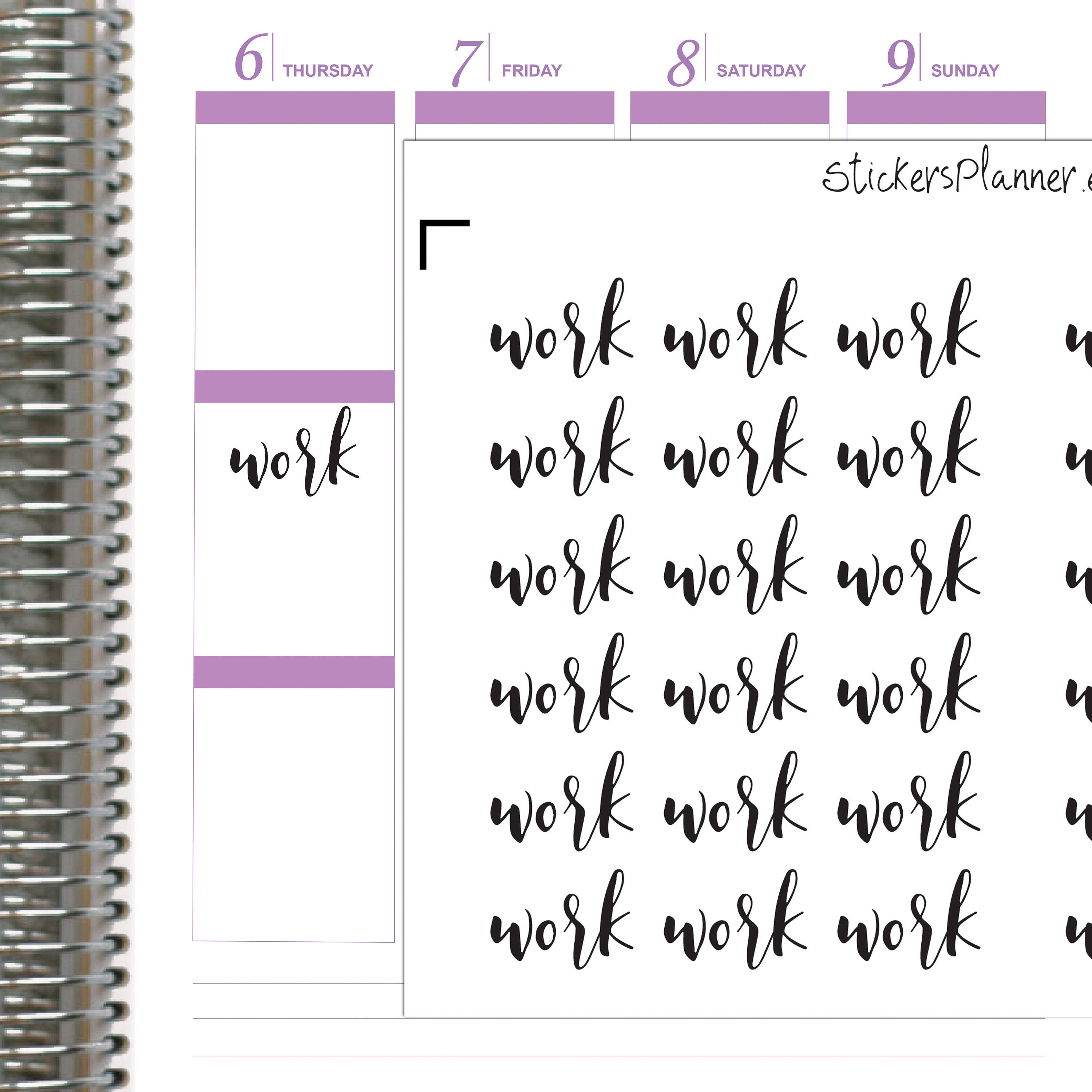 Work Stickers Planner Functional Text Day Designer Stickers Erin ...