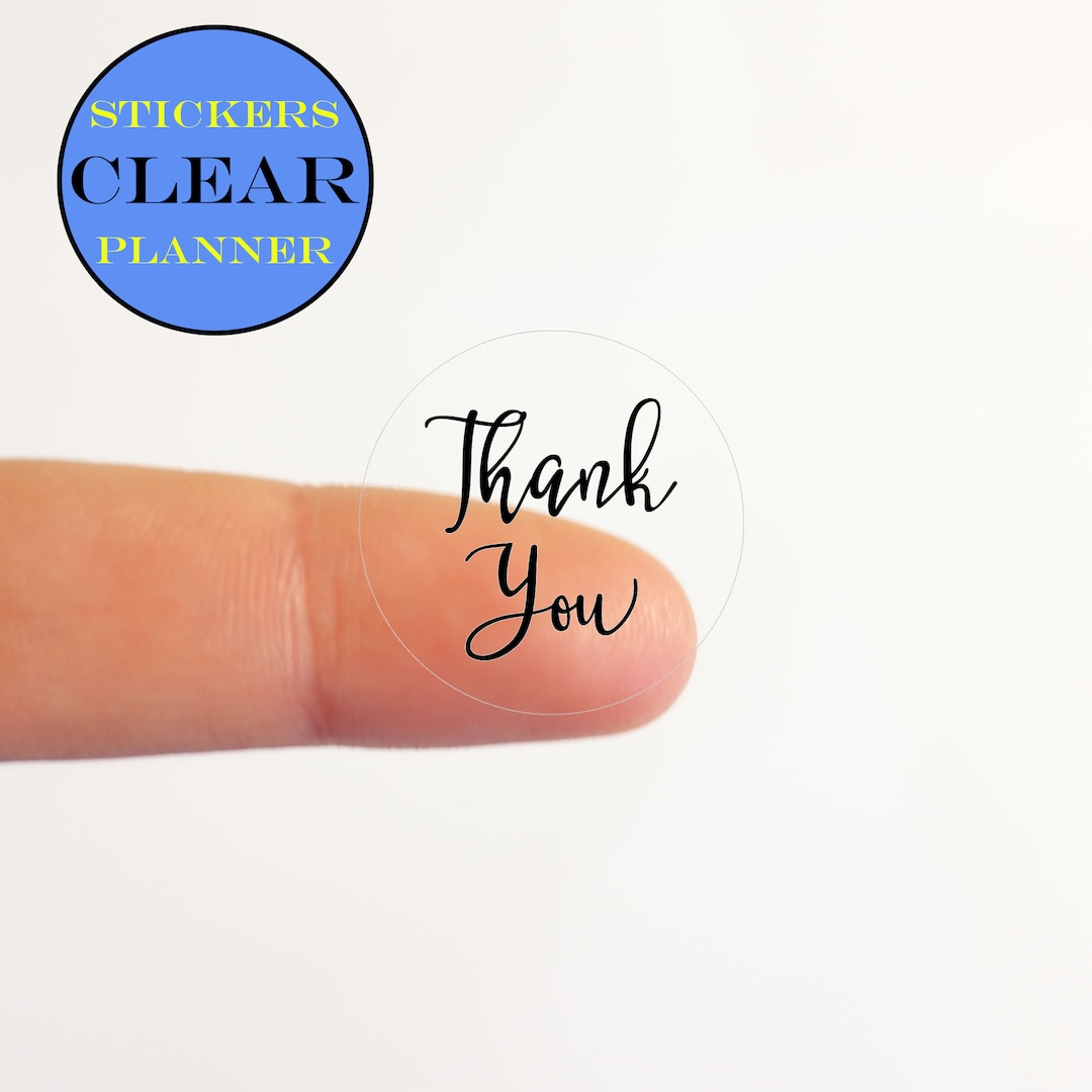 CLEAR Thank You Stickers Labels Round Circle Stickers Transparent ...