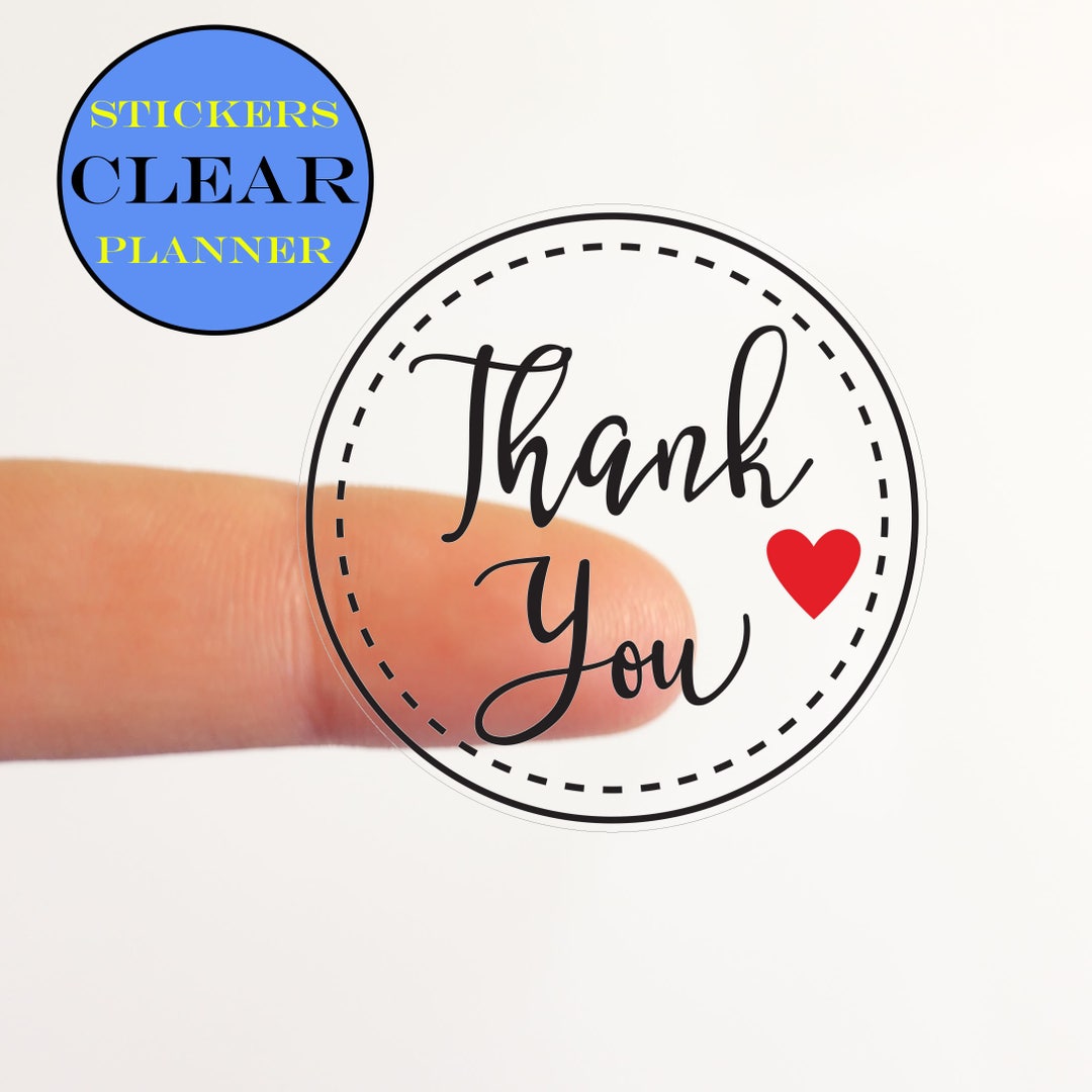 CLEAR Thank You Stickers Labels Round Circle Stickers Transparent ...