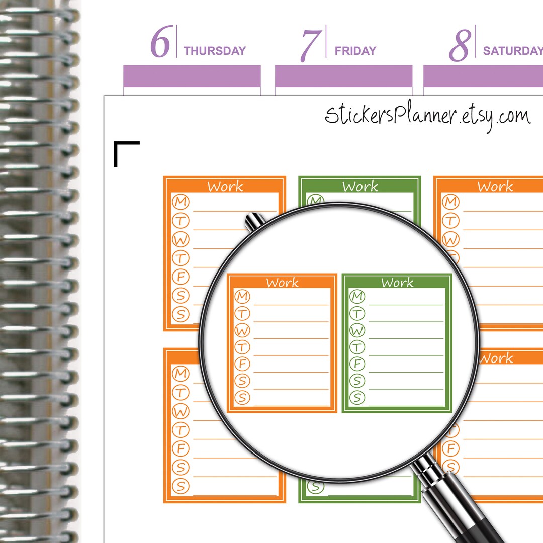 Weekly Work Stickers Full Box Planner Shift Tracking Erin Condren ...