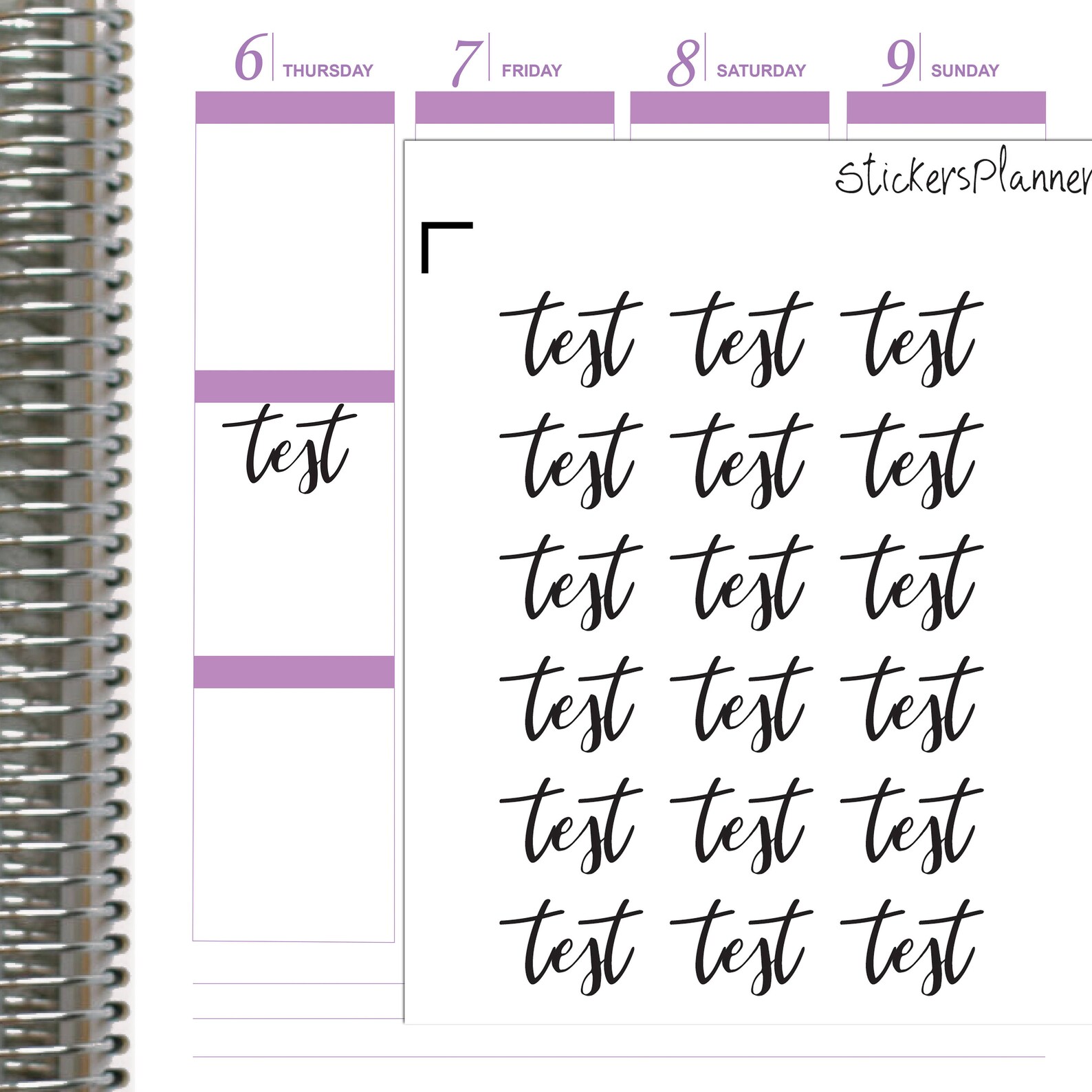 Test Stickers Planner Functional Text Day Designer Erin Condren Sticker ...
