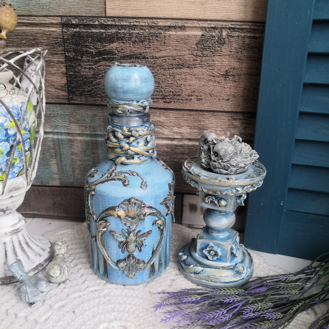 Vintage Bottle Beetle Bottle Christmas Gift Glass Bottle Blue Bottle ...
