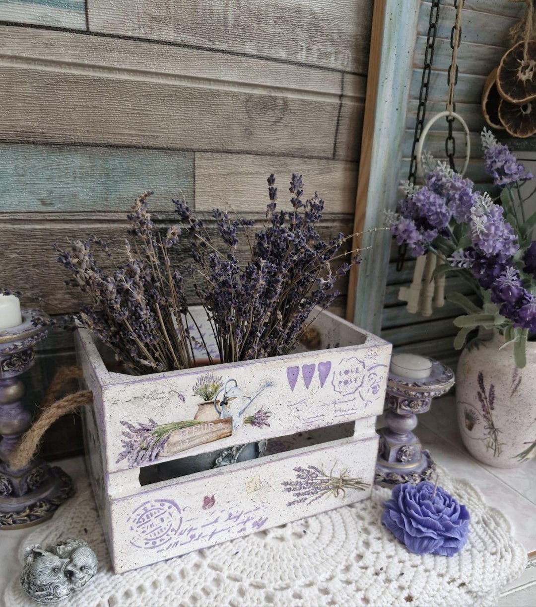 Kitchen Box Container Box Lavender Valentine's Day Mother's Day Wooden ...