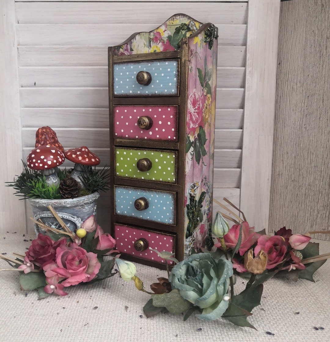 Mini Chest of Drawers Wooden Jewelry Box Storage Box Jewelry Box Gift ...
